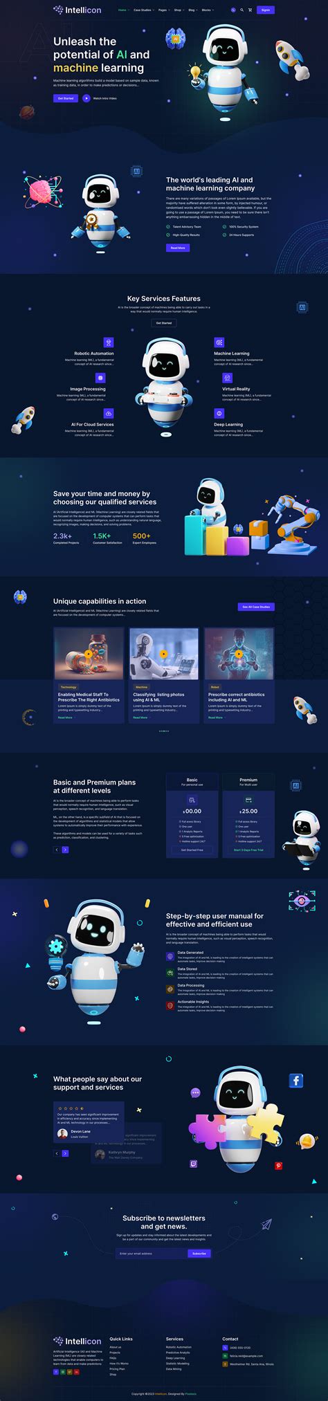 intellicon ai and machine learning figma template on behance