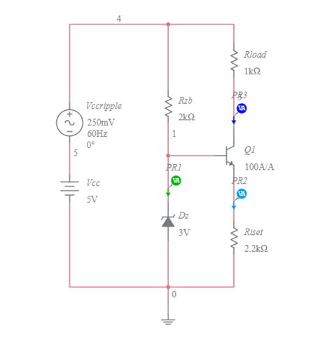 Bjt Zener Diode Vz Vbe Constant Current Source Multisim Live
