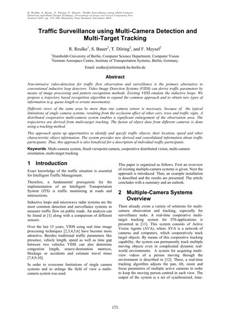 pdf traffic surveillance using multi camera detection and multi