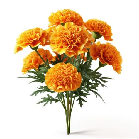 Premium Photo Illustration White Background Marigold Flowers