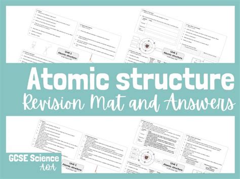Aqa Gcse Combined Science Chemistry Chapter 1 Atomic Structure Revision Mat With Answers