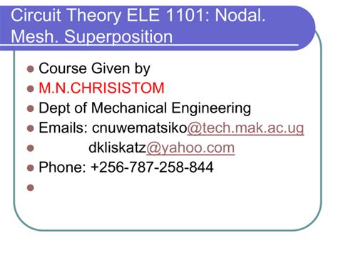 Nodal Mesh Superposition Circuit Theory Presentation