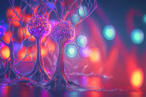 Neurons Brain Cells Neural Network 3d Illustration Stock