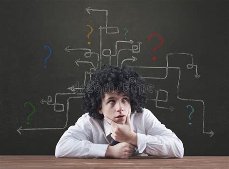 Thinking Man With Question Mark Stock Image Image Of Glamour Blackackboard 70053707
