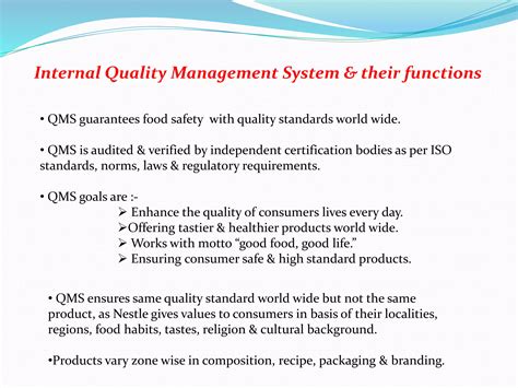 Nestle Quality System PPTX