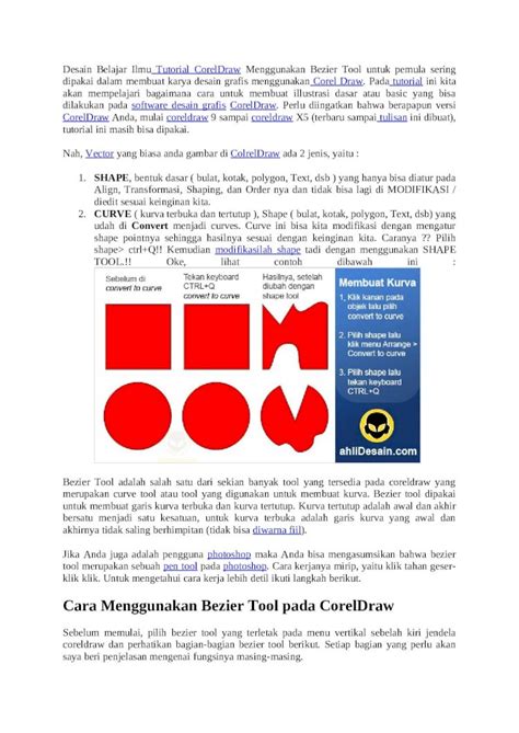 Docx Desain Belajar Ilmu Tutorial Coreldraw Menggunakan Bezier Tool Untuk Pemula Sering