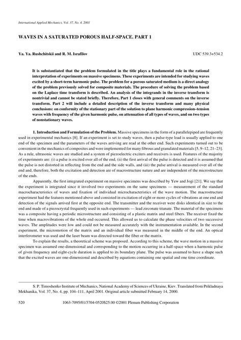 Pdf Waves In A Saturated Porous Half Space Part 1