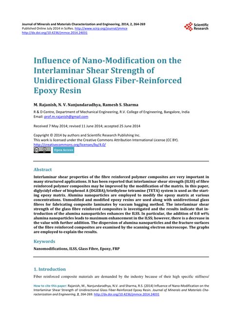 Pdf Influence Of Nano Modification On The Interlaminar Shear Strength Of Unidirectional Glass