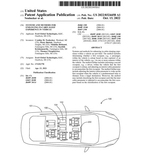 Ford Patent Filed For Enhanced In Cabin Sleep Experience System