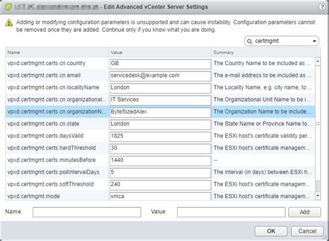Vmware Vcenter Certificate Management Default Values Bytesizedalex