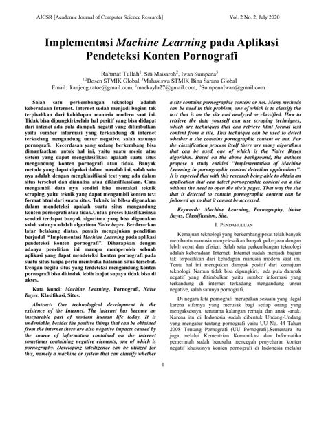 Pdf Implementasi Machine Learning Pada Aplikasi Pendeteksi Konten