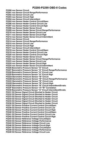 OBD2 Powertrain Code List (P2200- P2299) | PDF