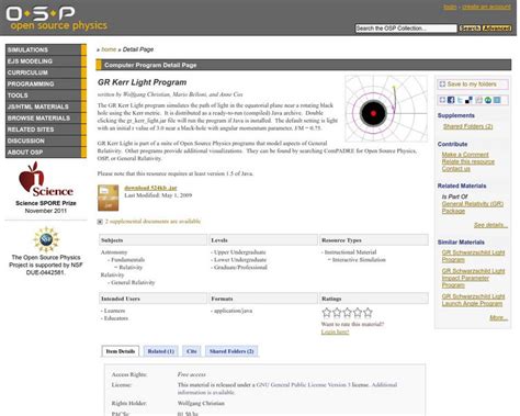Com Padre Digital Library Open Source Physics Gr Kerr Light Program Interactive For 9th 10th