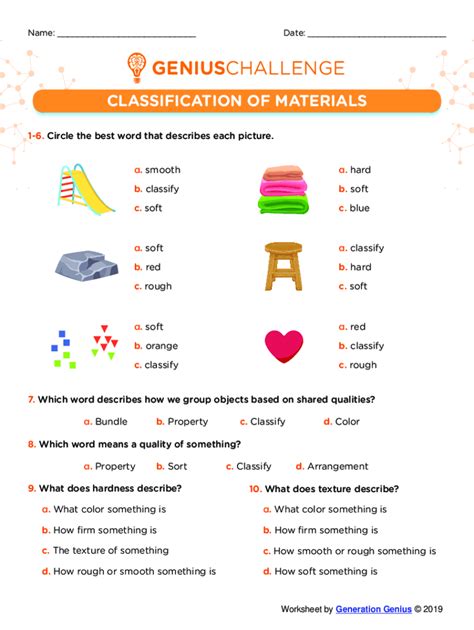 Fillable Online Classifying Materialsworksheet For Grades K 2 Pdf A