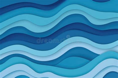 Abstract Blue Wave Pattern With Layered Curved Lines In Various Shades