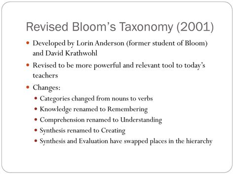 PPT Revised Bloom S Taxonomy PowerPoint Presentation Free Download ID