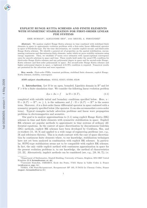 Pdf Explicit Rungekutta Schemes And Finite Elements With Symmetric