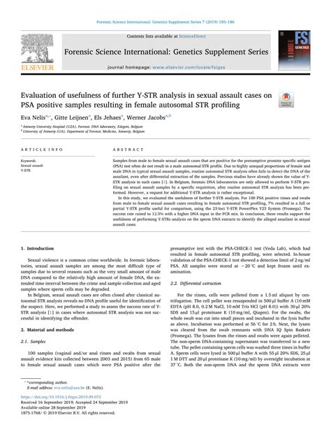 Pdf Evaluation Of Usefulness Of Further Y Str Analysis In Sexual