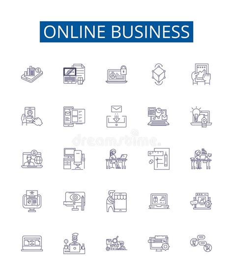 Online Business Line Icons Signs Set Design Collection Of Ecommerce Digital Advertising