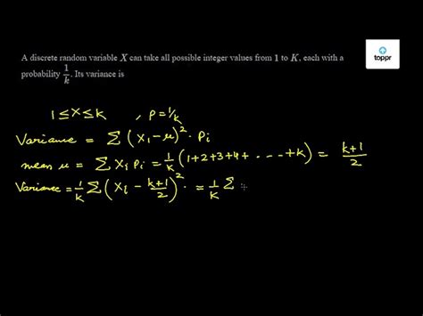 a discrete random variable x can take all possible integer values from