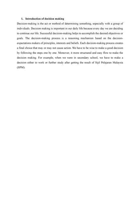 Introduction Of Decision Making 1 Introduction Of Decision Making Decision Making Is The Act