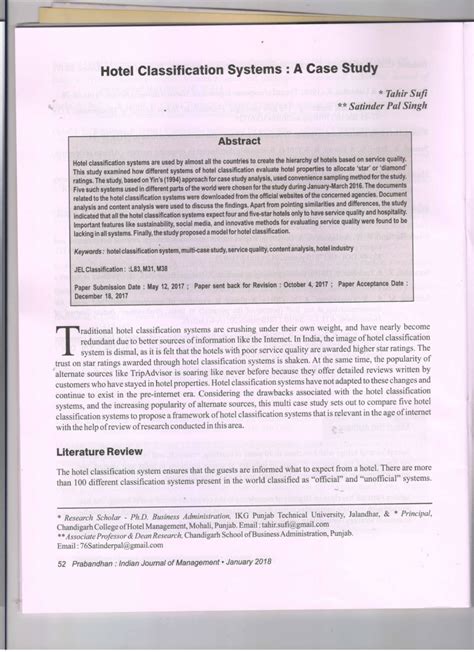 Pdf Hotel Classification Systems A Case Study
