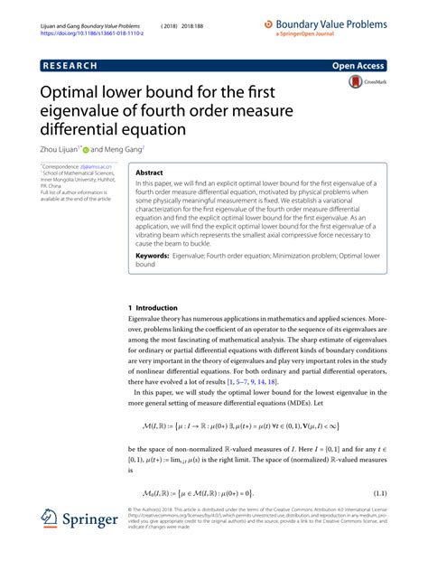 Pdf Optimal Lower Bound For The First Eigenvalue Of Fourth Order Measure Differential Equation