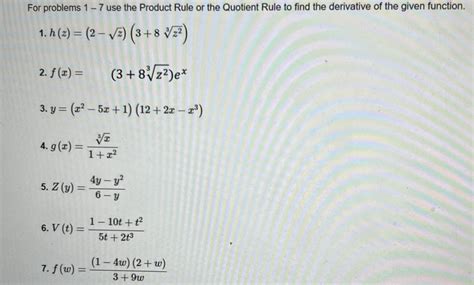 Solved For Problems 1−7 Use The Product Rule Or The Quotient