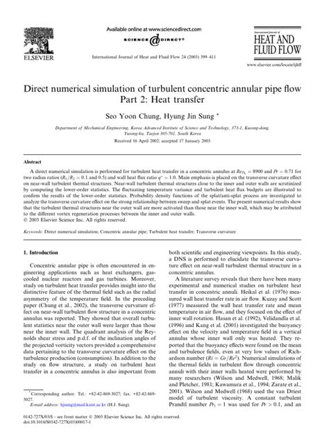 direct numerical simulation of turbulent concentric annular pipe flow
