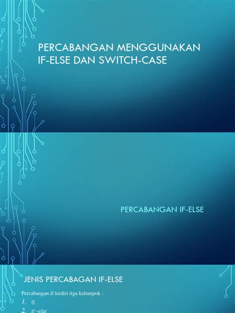 Materi 3 If Else Dan Switch Case Pdf
