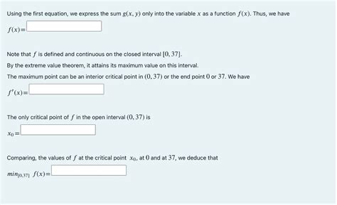 Solved Problem The Sum Of Two Positive Numbers Is Find Chegg