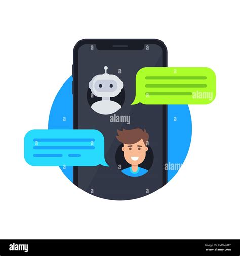 Chatbot Icon Concept Man And Robot Chatting On Smartphone Customer Service Messenger Icon