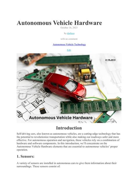 Autonomous Vehicle Hardware Word 1 Pdf