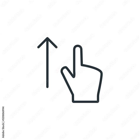 Vector Touch Screen Gestures Icons Thin Line Icons Slide Up Arrow Sign Swipe Action Vector