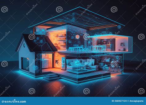 Futuristic Smart Home Technology And Automation Concept Ai Generated Stock Illustration