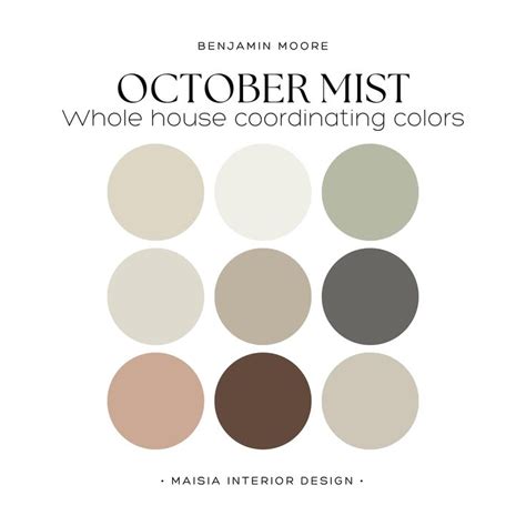 October Mist Benjamin Moore Color Palette Coordinating Color Palette