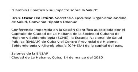 Cambio Climático Salud Drcs Oscar Feo Istúriz Filessldcuschefiles