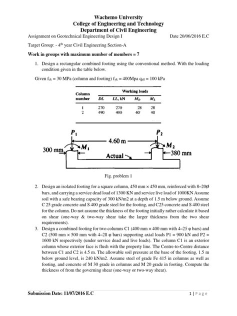 Assignment On Geotechnical Engineering Design I Date 20 Pdf Foundation Engineering Column