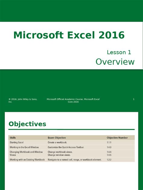 Excel Core 2016 Lesson 01 Pdf Microsoft Excel Worksheet