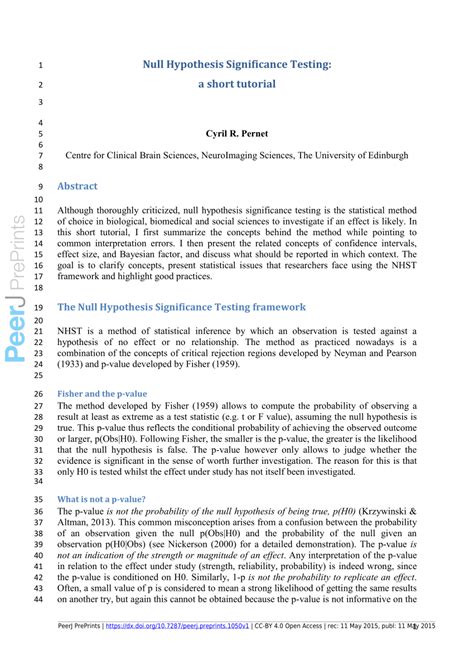 Pdf Null Hypothesis Significance Testing A Short Tutorial