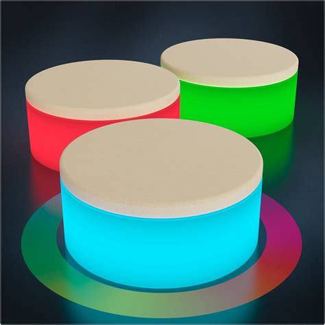 Скамейка садовая круглая без спинки с подсветкой от батареек RGB ACC ...