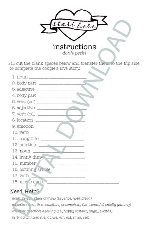 bridal shower mad lib game and mad lib instructions lesbian gay etsy