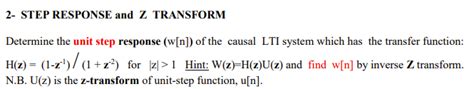Solved STEP RESPONSE And Z TRANSFORM Determine The Unit Chegg
