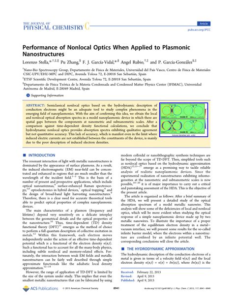 Pdf Performance Of Nonlocal Optics When Applied To Plasmonic Nanostructures