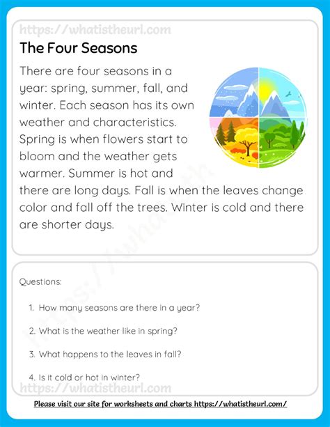 Four Seasons Reading Comprehension For Grade 3