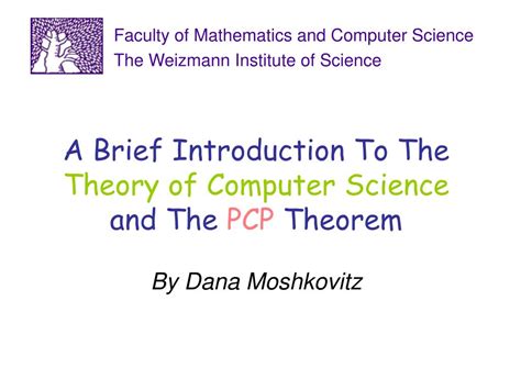 PPT A Brief Introduction To The Theory Of Computer Science And The PCP Theorem PowerPoint