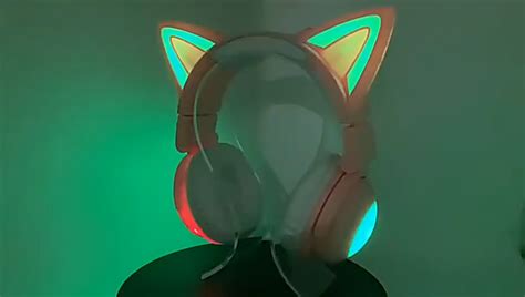 Rgb 귀여운 고양이 무선 헤드폰 마이크 스테레오 음악 게임 헤드셋 여자 아이 선물 헤드셋 컨트롤 조명 상자 Buy 플래시