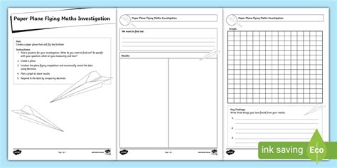 Paper Plane Flying Maths Investigation Teacher Made