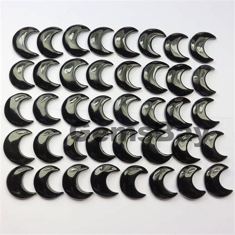 Natural Black Onyx Cabochon Moon Shape Cabochon Black Onyx Cabochon
