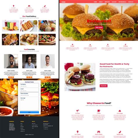 restaurant website design template masterbundles